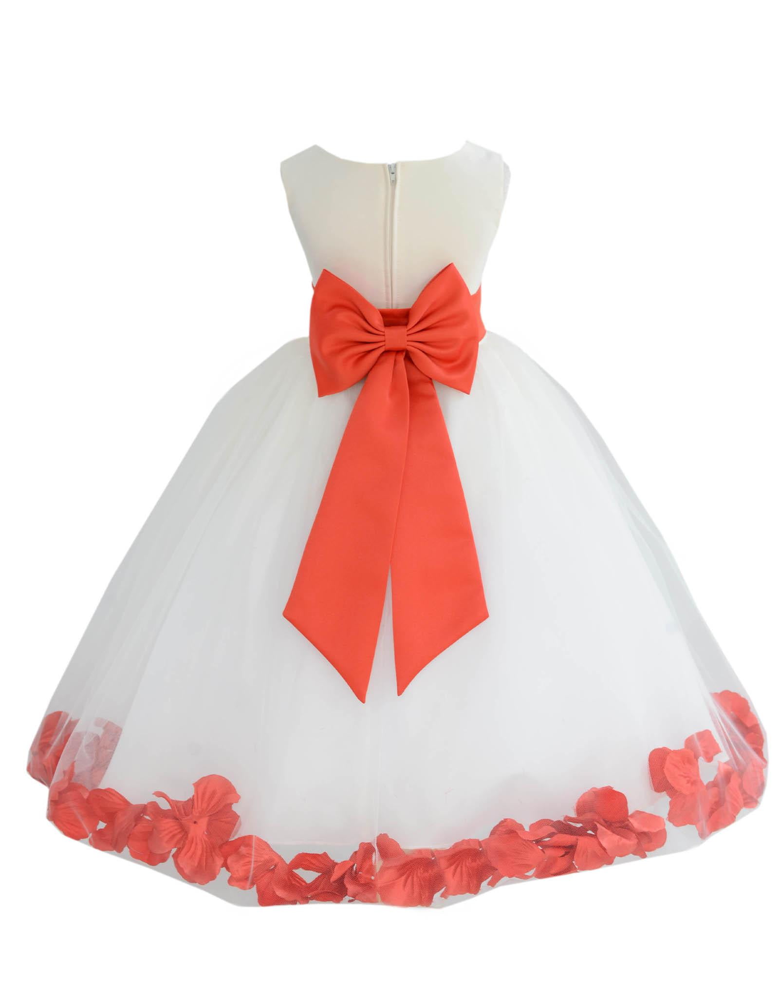 Ekidsbridal Wedding Pageant Rose Petals Ivory Tulle Flower Girl Dress ...