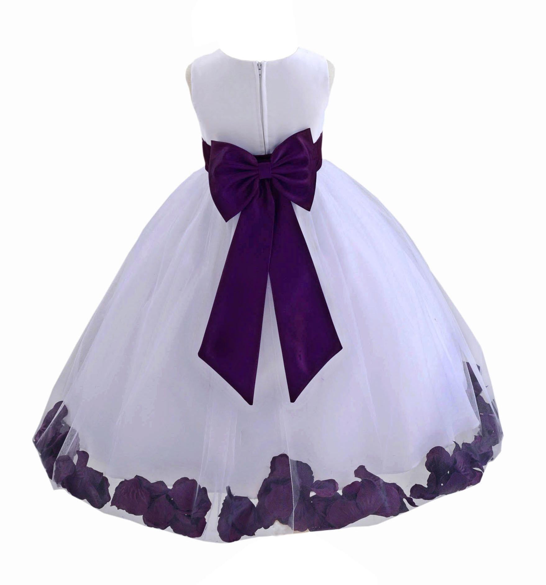 Ekidsbridal Wedding Pageant Rose Petals White Tulle Junior Bridesmaid ...