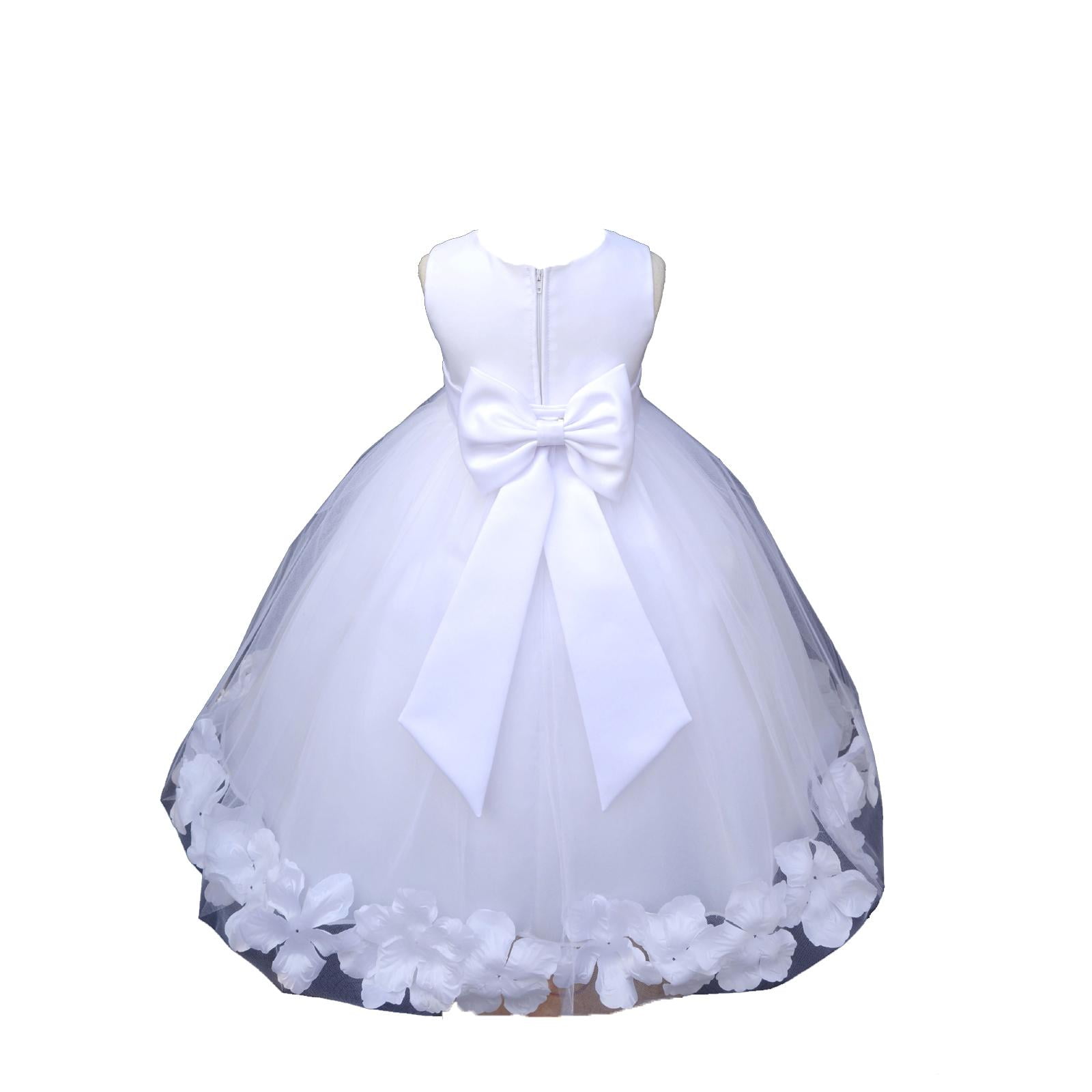 Ekidsbridal Wedding Pageant Rose Petals White Tulle Junior Bridesmaid ...