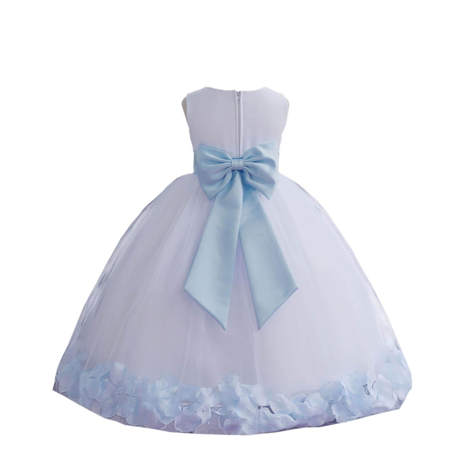 Ekidsbridal Wedding Pageant Rose Petals White Tulle Junior Bridesmaid ...