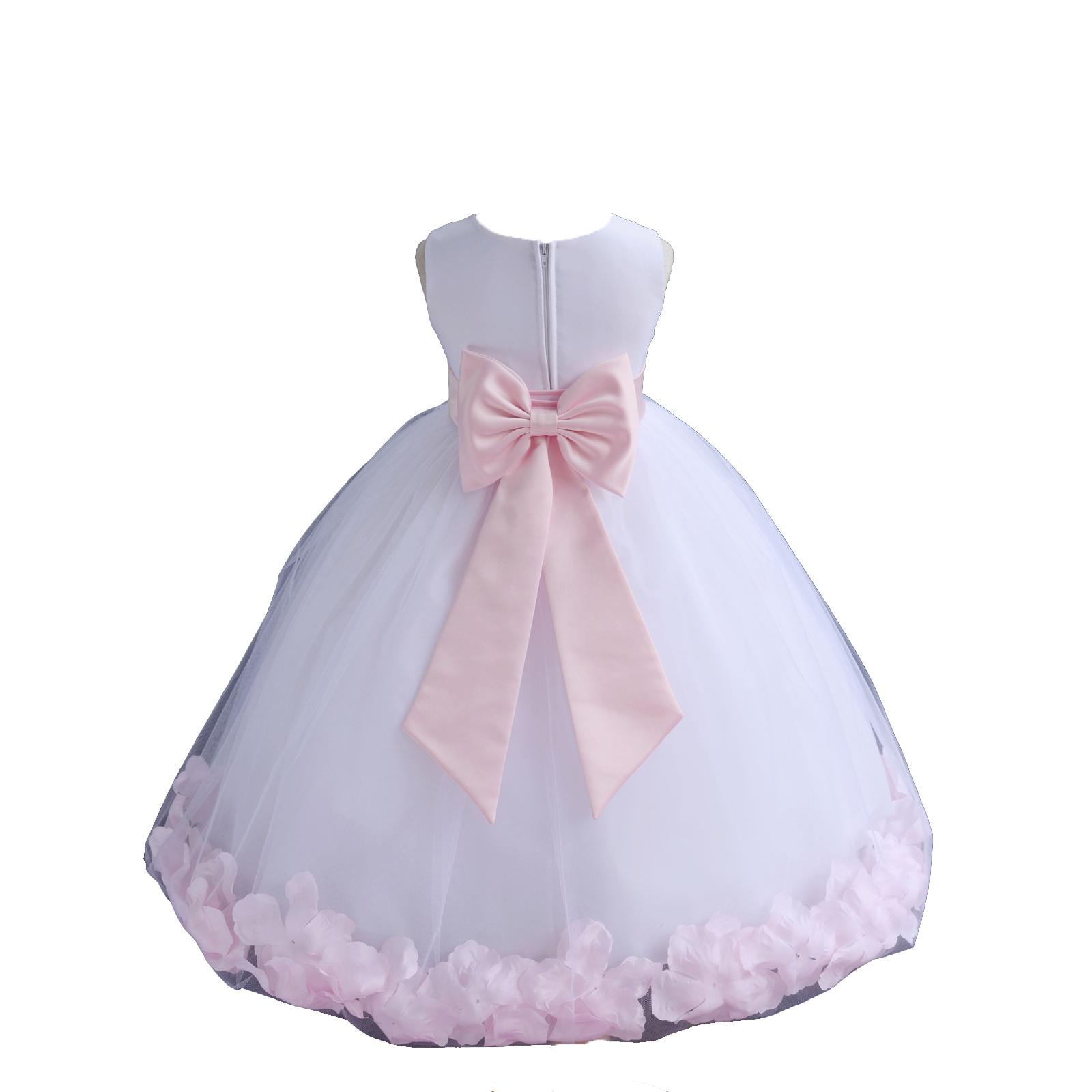 Ekidsbridal Wedding Pageant Rose Petals White Tulle Junior Bridesmaid ...