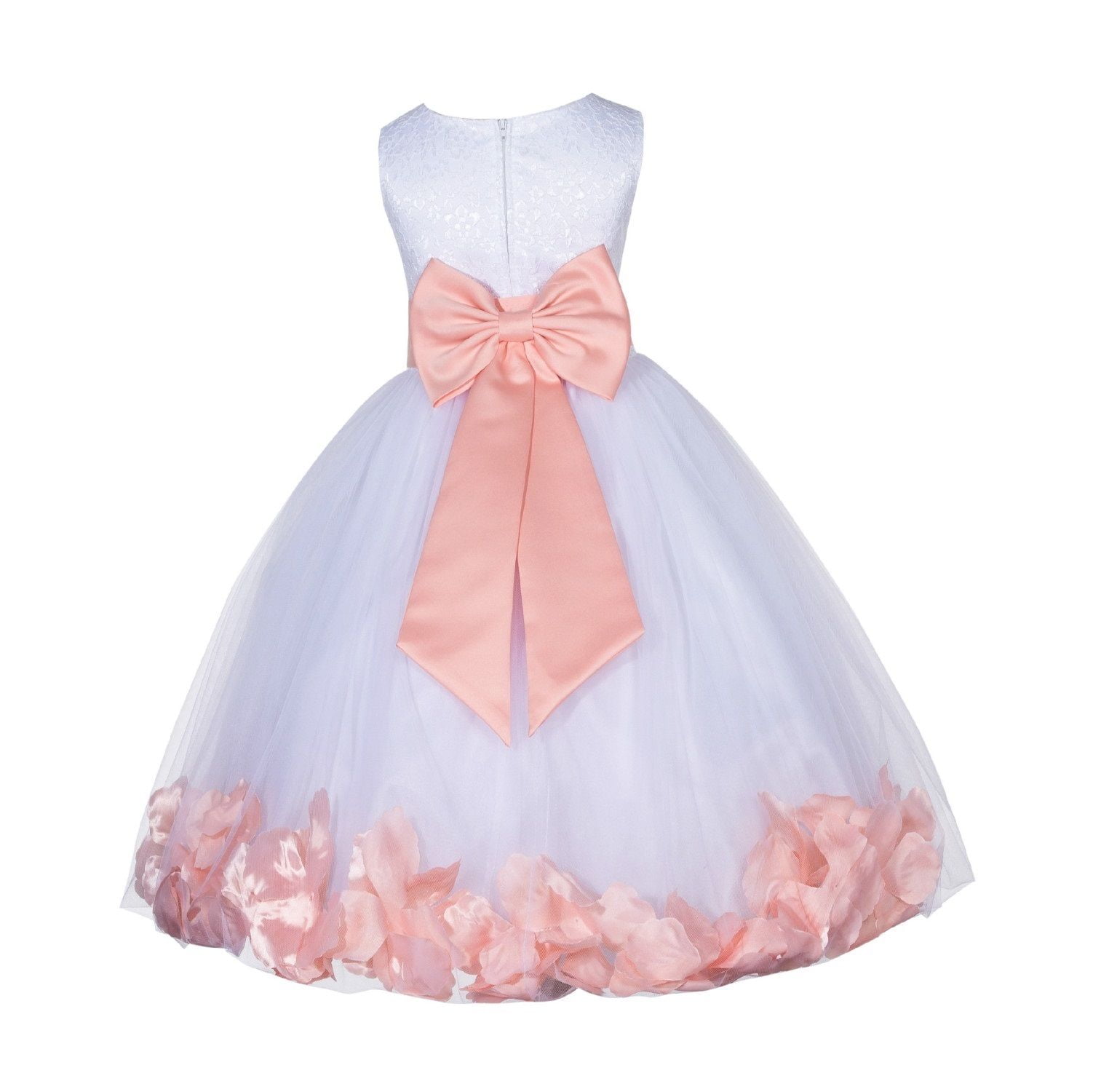 Ekidsbridal White Floral Lace Bodice Rose Petal Tulle Formal Flower ...