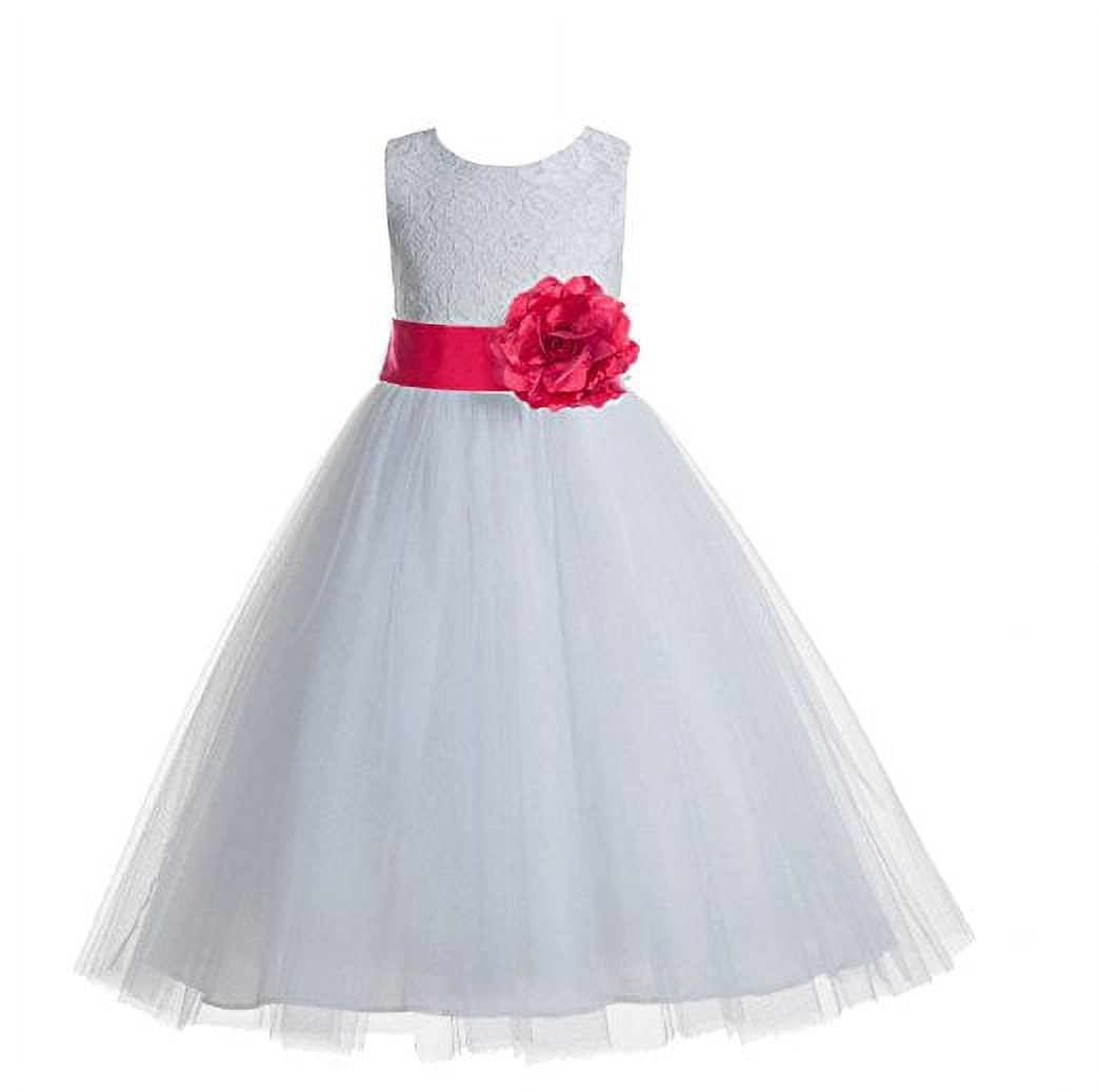 Ekidsbridal White Floral Lace Heart Cutout Flower Girl Dresses Formal ...