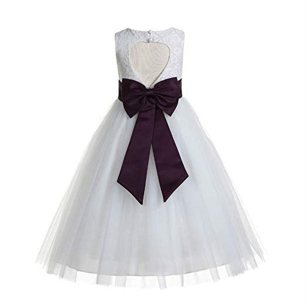 Ekidsbridal White Floral Lace Heart Cutout Formal Flower Girl Dress ...