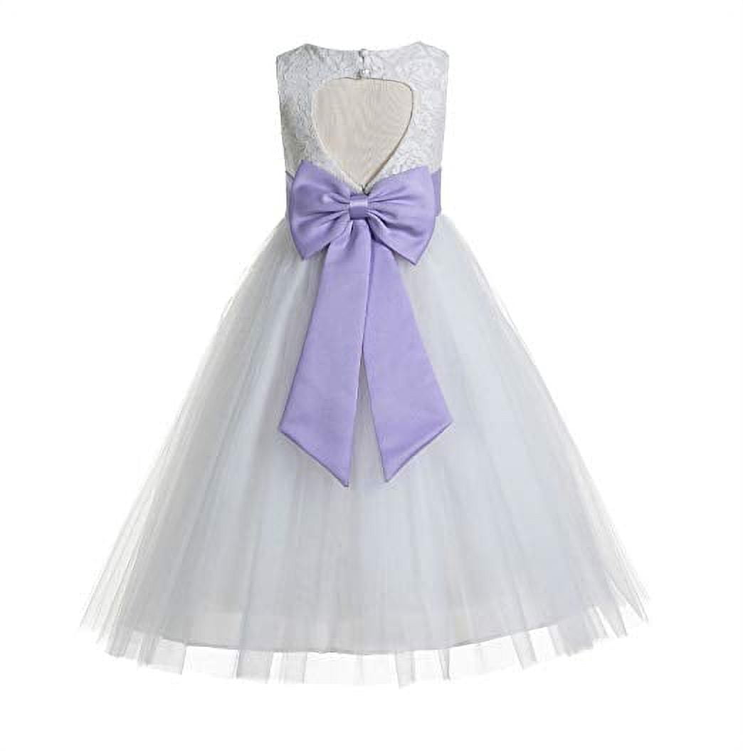 Ekidsbridal White Floral Lace Heart Cutout Formal Flower Girl Dress ...