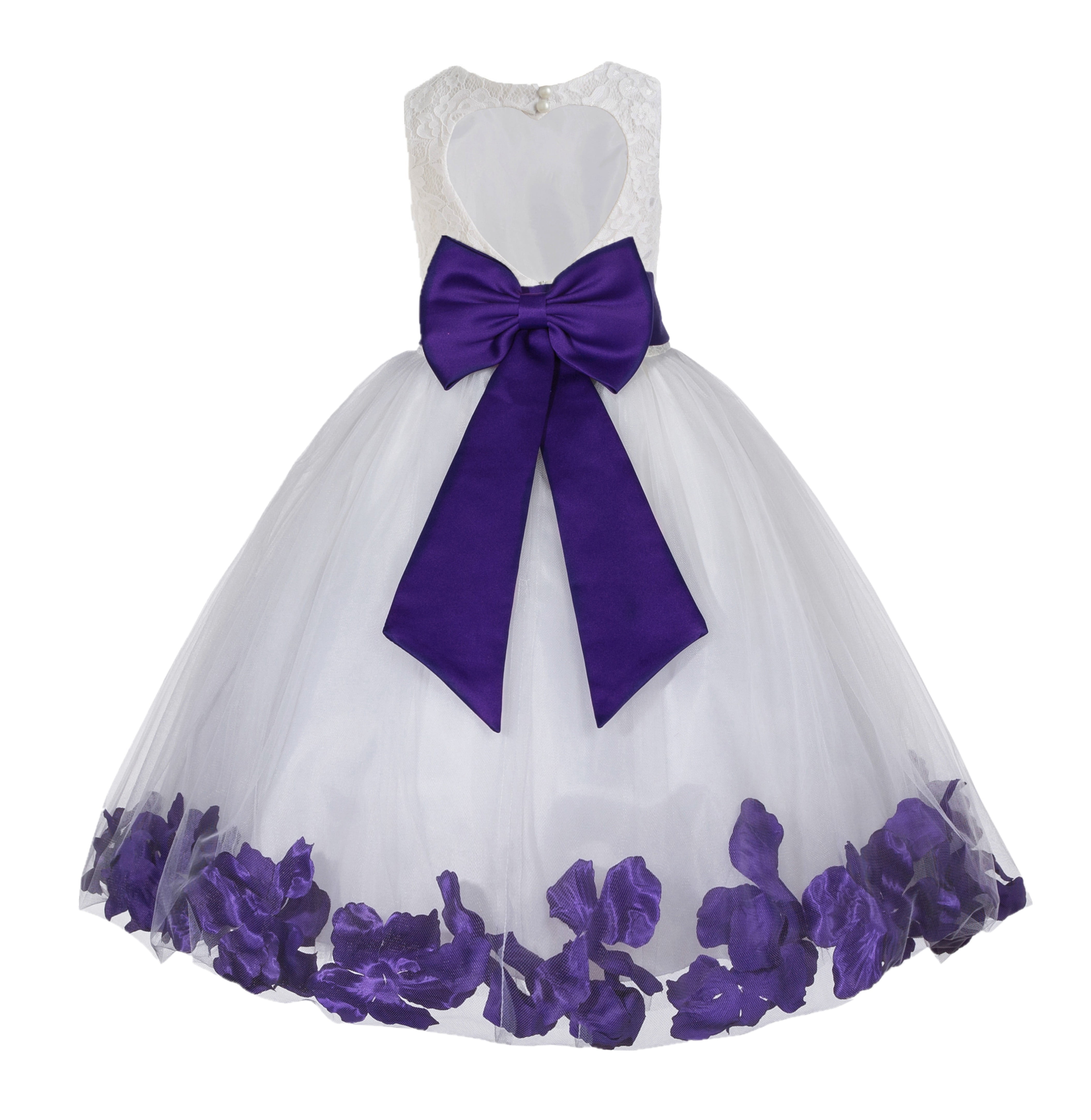 Ekidsbridal White Floral Lace Heart Cutout with Petals Flower Girl ... Ekidsbridal White Floral Lace Heart Cutout with Petals Flower Girl ...
