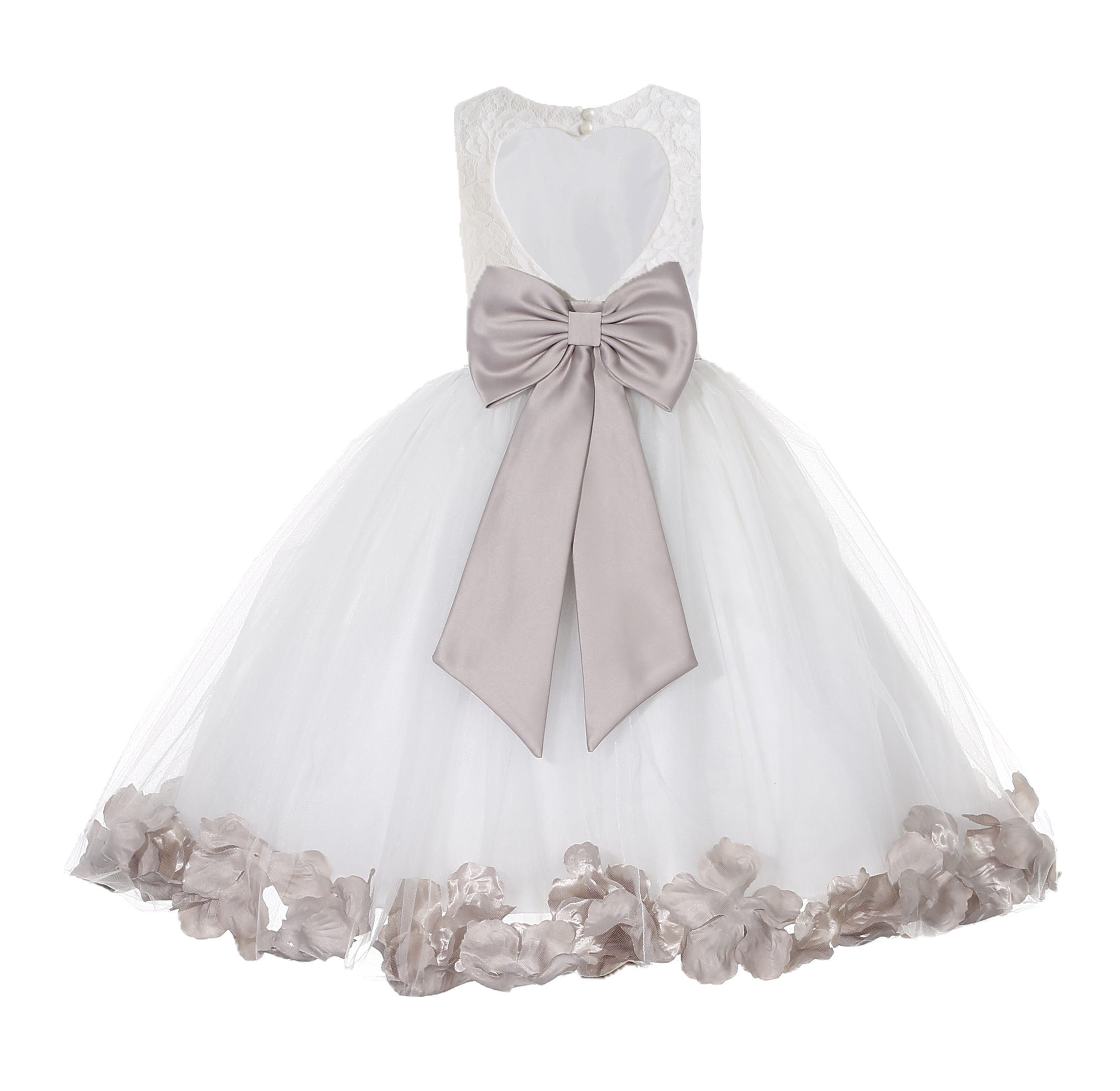 Ekidsbridal White Floral Lace Heart Cutout with Petals Flower Girl ... Ekidsbridal White Floral Lace Heart Cutout with Petals Flower Girl ...