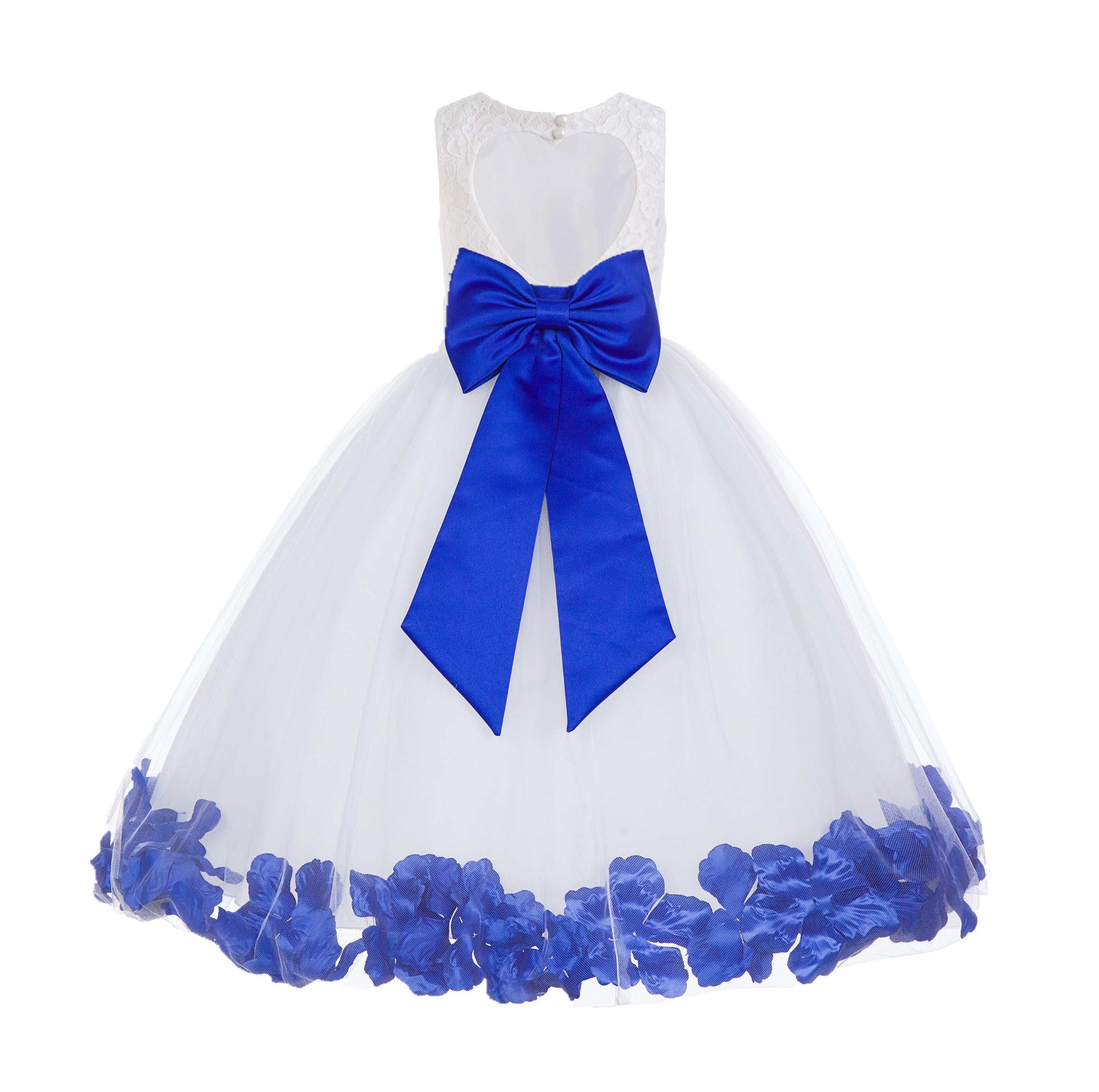Ekidsbridal White Floral Lace Heart Cutout with Petals Flower Girl ... Ekidsbridal White Floral Lace Heart Cutout with Petals Flower Girl ...