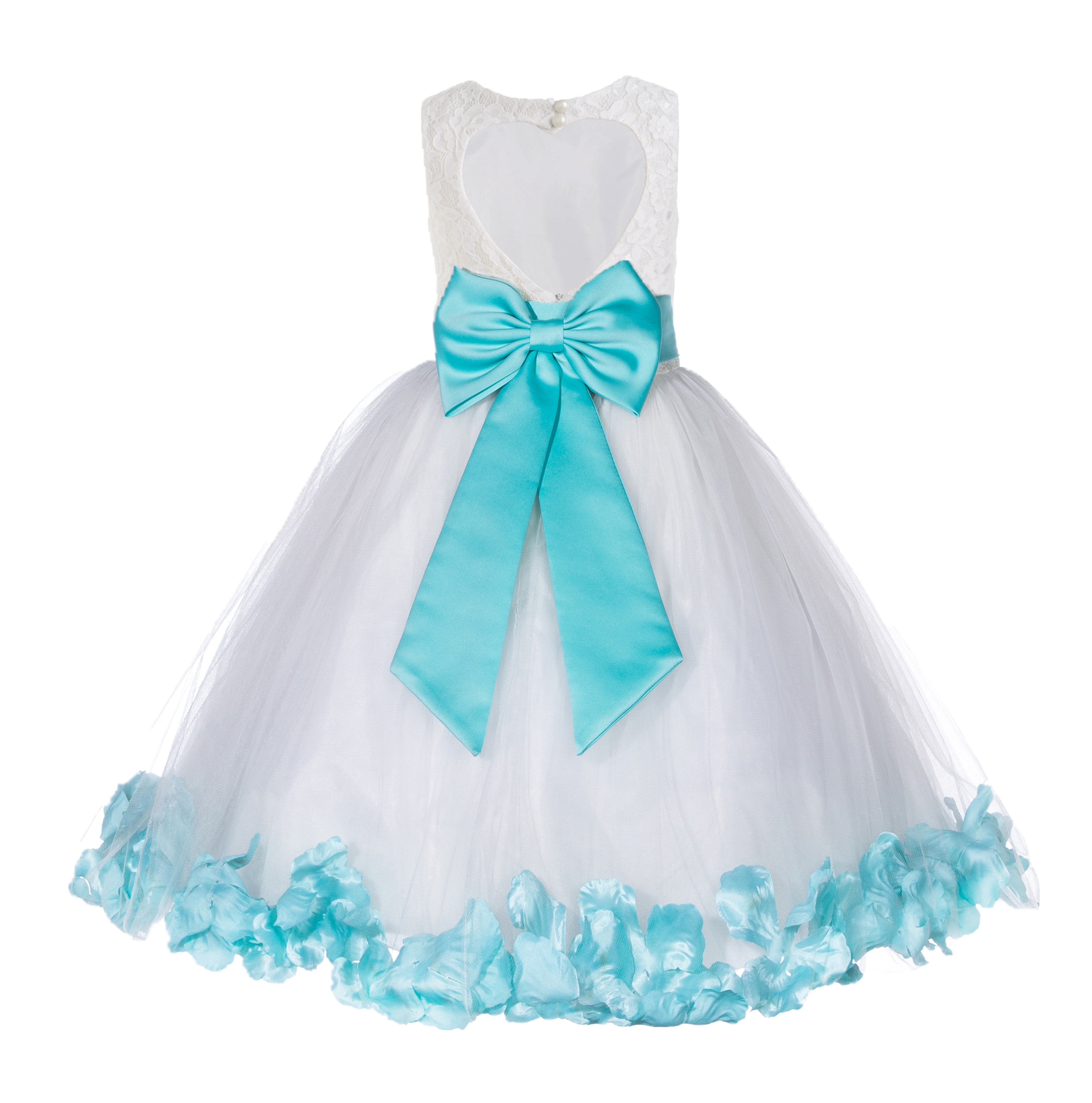 Ekidsbridal White Floral Lace Heart Cutout with Petals Flower Girl ... Ekidsbridal White Floral Lace Heart Cutout with Petals Flower Girl ...