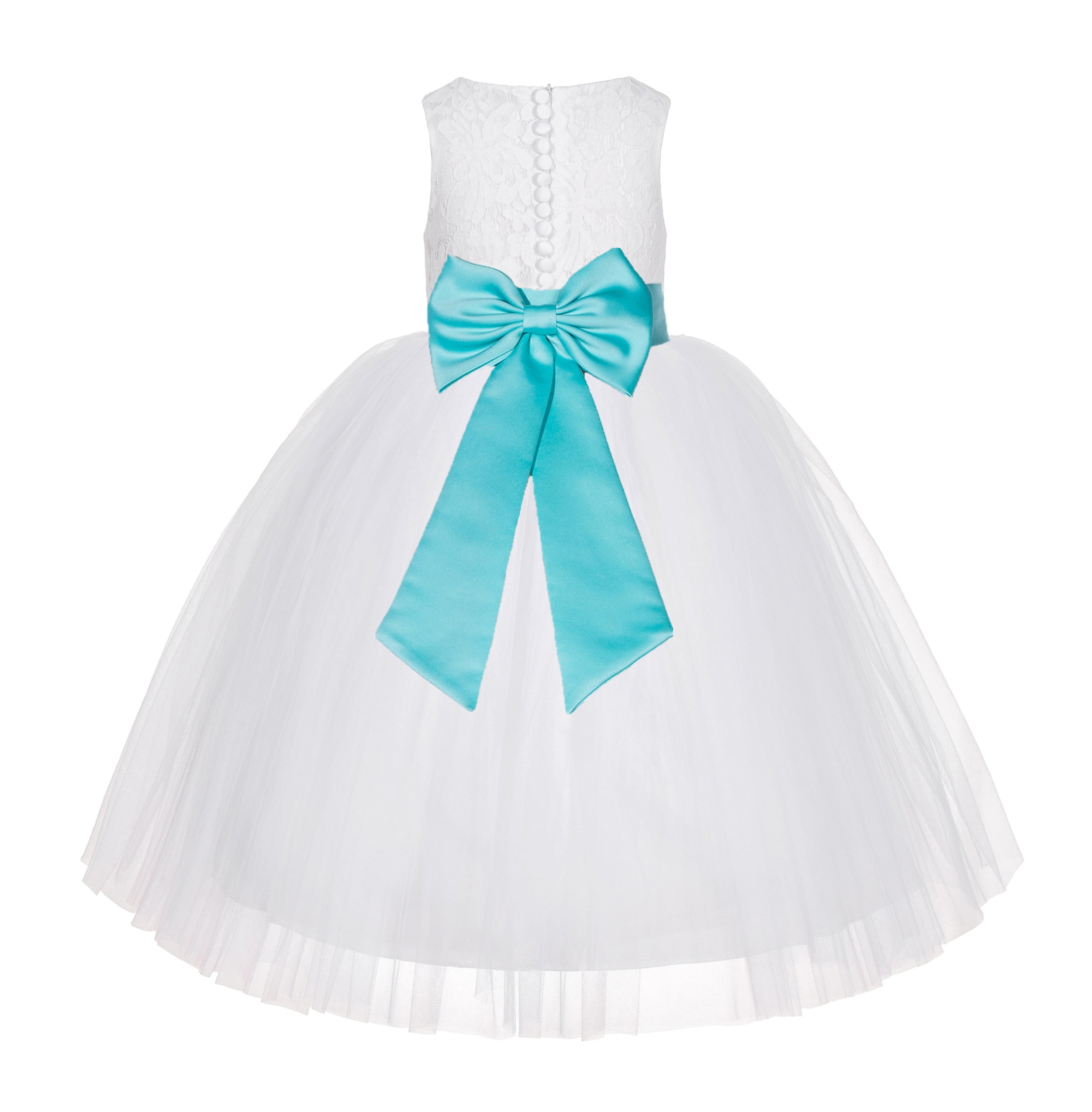 Ekidsbridal White Floral Lace Junior Flower Girl Dress Christening ...