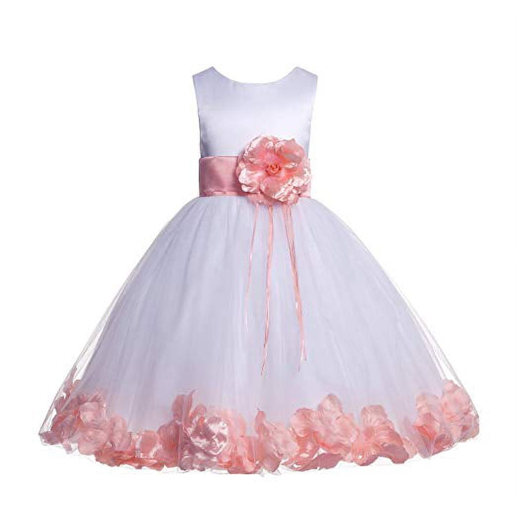 Ekidsbridal White Floral Rose Petals Tulle Flower Girl Dress for ...