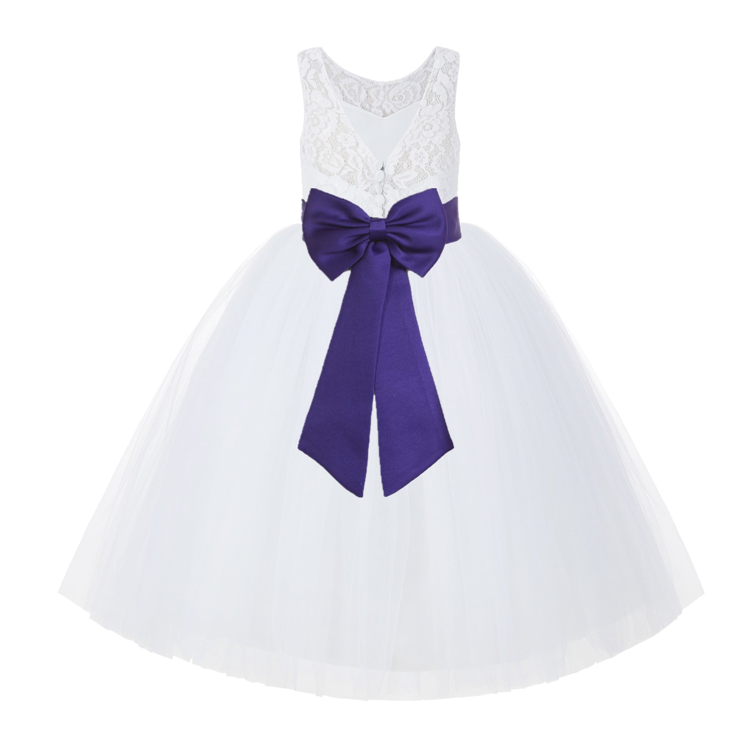 Ekidsbridal White Lace Back Tutu Tulle Flower Girl Dress Christening ...
