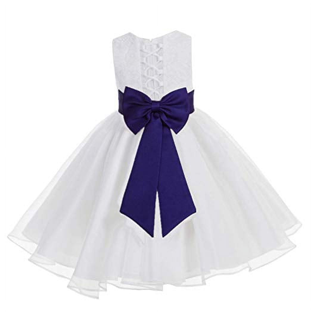 Ekidsbridal White Lace Organza Flower Girl Dress with Colored Sash for ...