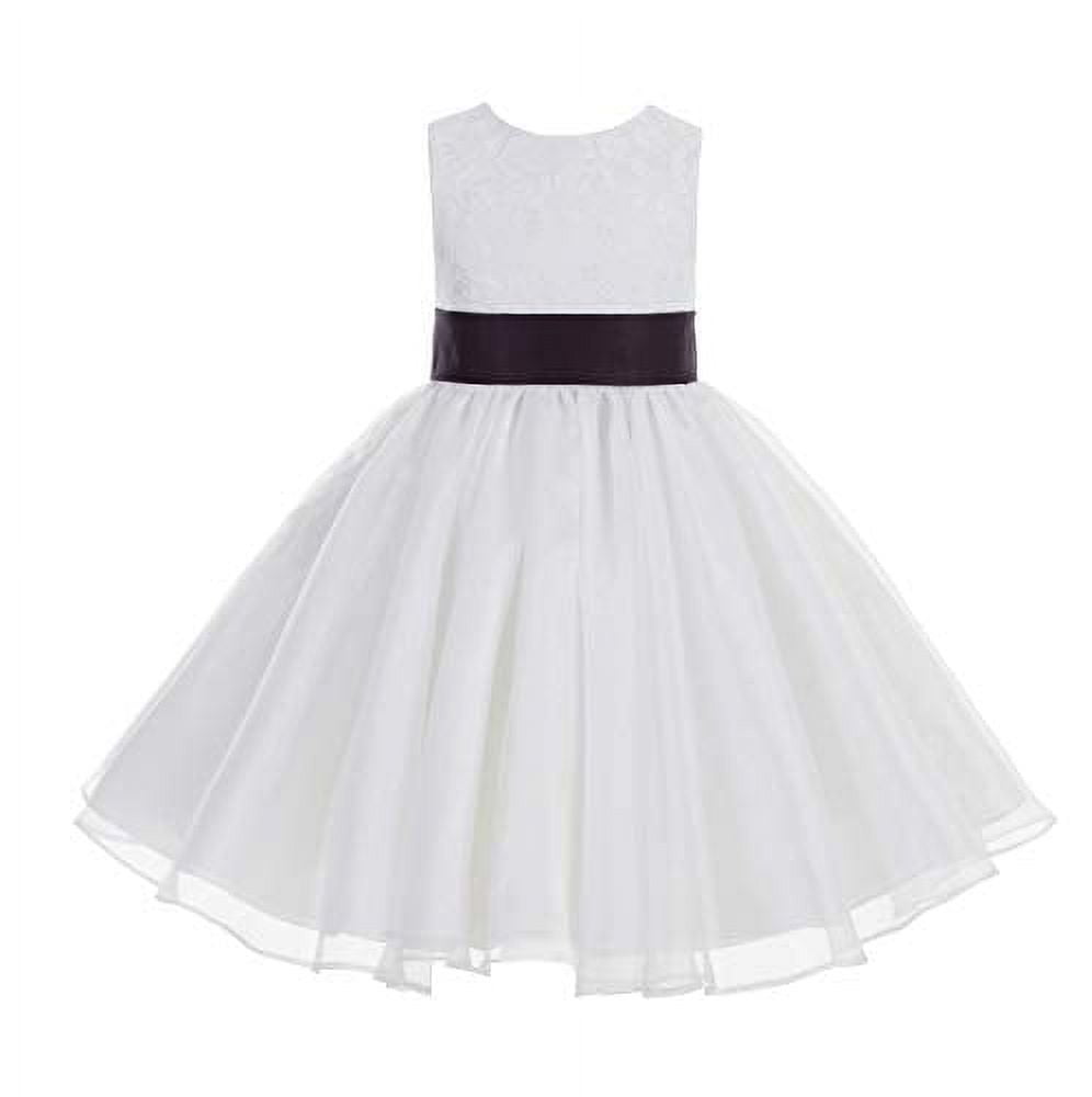 Ekidsbridal White Lace Organza Flower Girl Dress with Colored Sash for ...