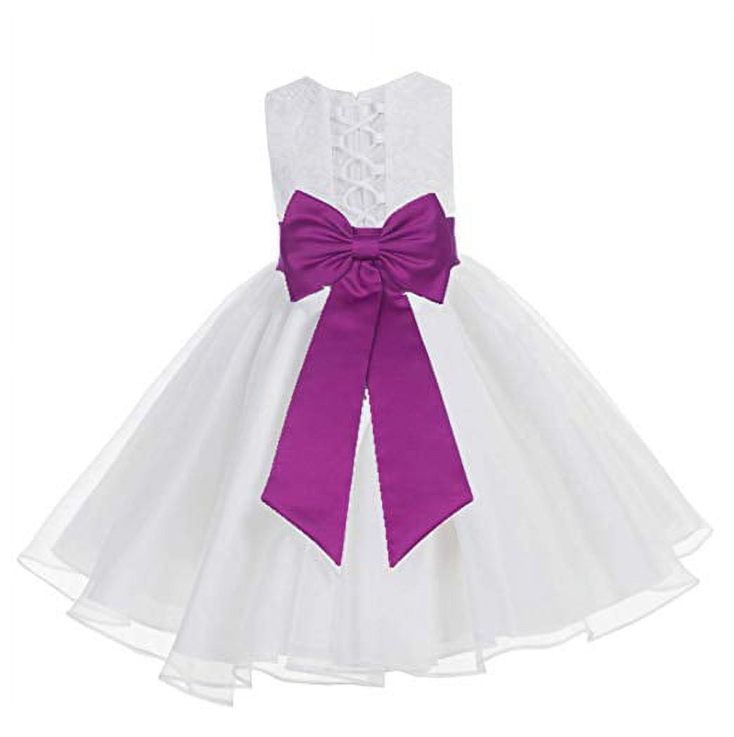 Ekidsbridal White Lace Organza Flower Girl Dress with Colored Sash for ...