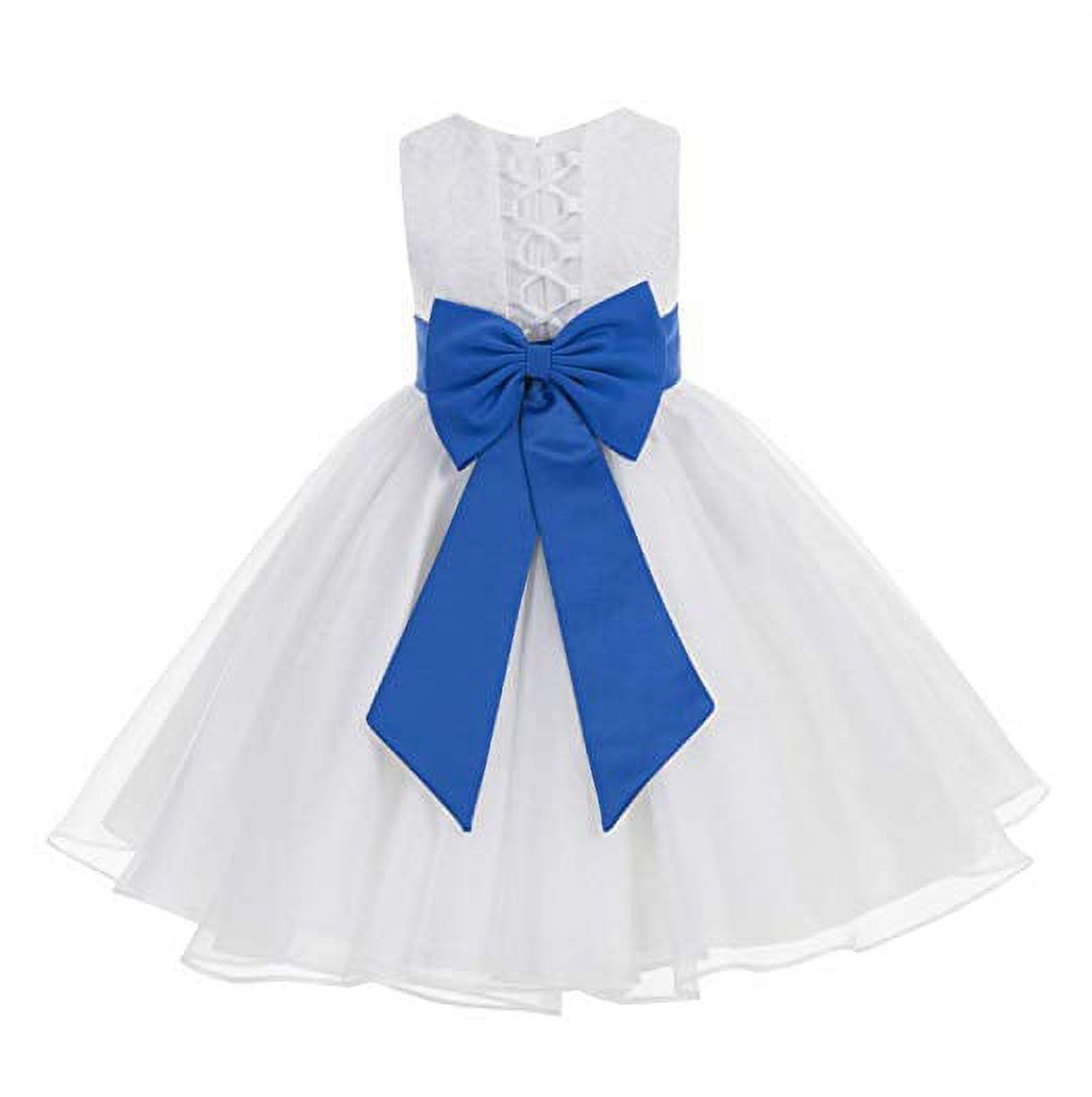 Ekidsbridal White Lace Organza Flower Girl Dress with Colored Sash for ...