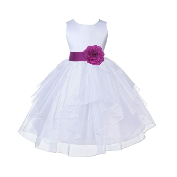 Ekidsbridal White Raspberry Shimmering Organza Flower Girl Dresses for ...