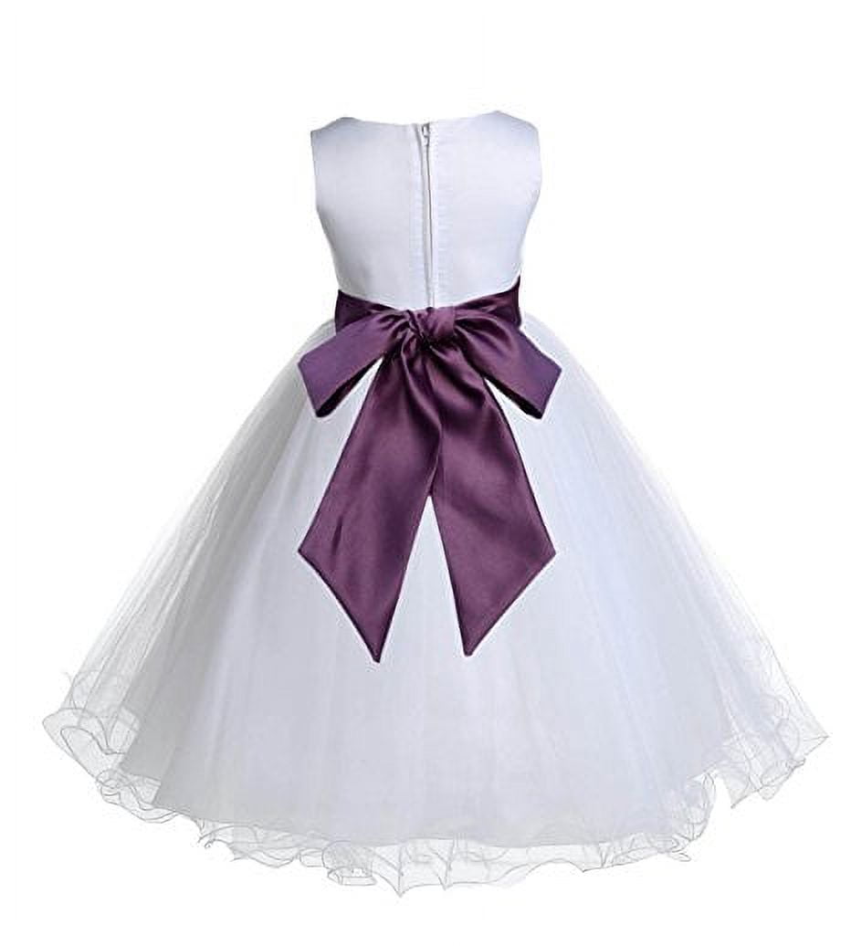 Ekidsbridal White Tulle Rattail Edge Flower Girl Dress Formal ...