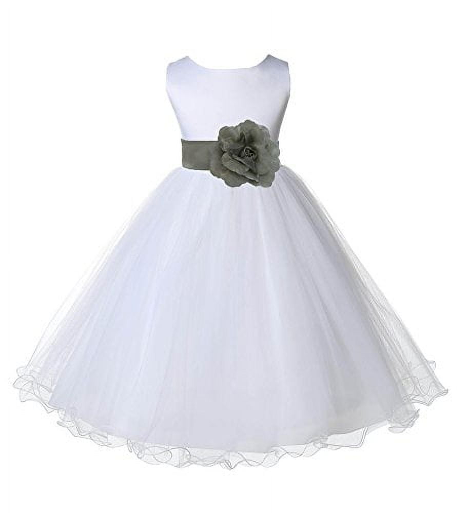 Ekidsbridal White Tulle Rattail Edge Flower Girl Dress Formal ...