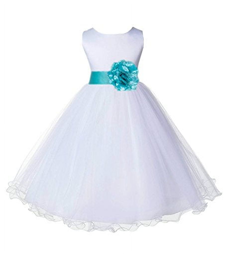 Ekidsbridal White Tulle Rattail Edge Flower Girl Dress Formal ...
