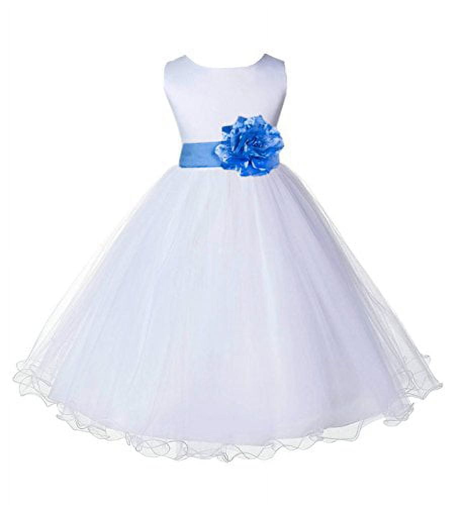 Ekidsbridal White Tulle Rattail Edge Flower Girl Dress Formal ...