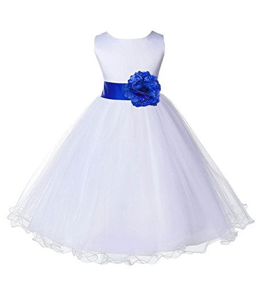 Ekidsbridal White Tulle Rattail Edge Flower Girl Dress Pretty Princess ...