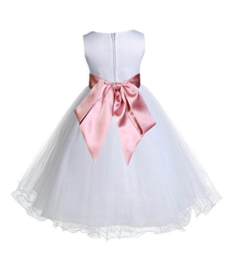 Ekidsbridal White Tulle Rattail Edge Flower Girl Dress Pretty Princess ...