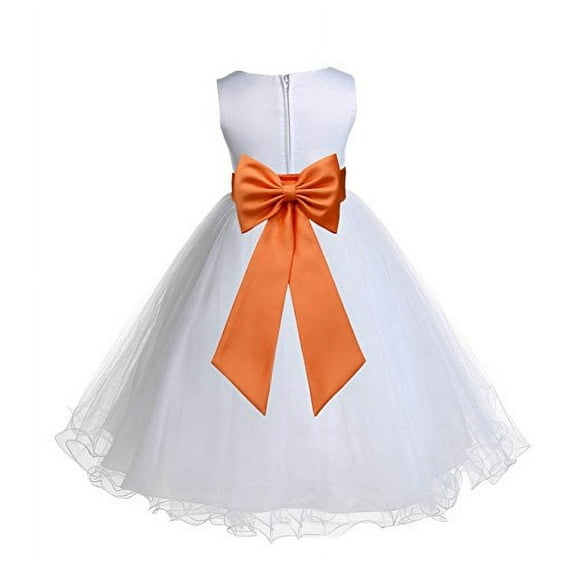 Ekidsbridal White Rattail Edge Tulle Flower Girl Dress Junior ...