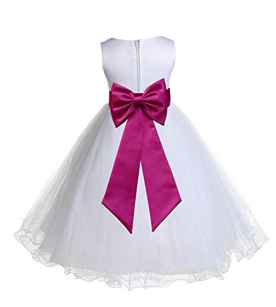 Ekidsbridal White Tulle Rattail Edge Flower Girl Dresses Mini Bridal ...