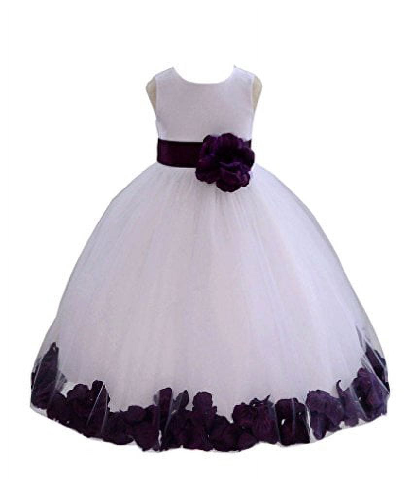 Ekidsbridal White Tulle Rose Petals Formal Flower Girl Dresses Junior ...