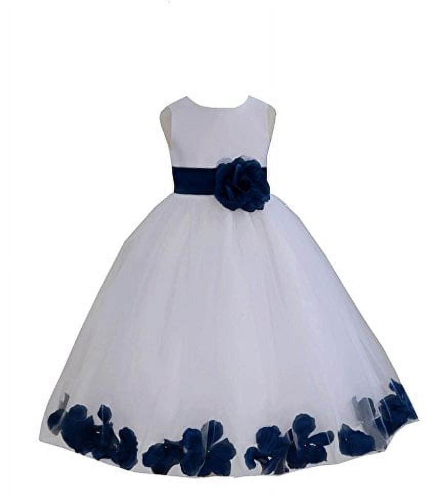 Ekidsbridal White Tulle Rose Petals Formal Flower Girl Dresses Junior ...