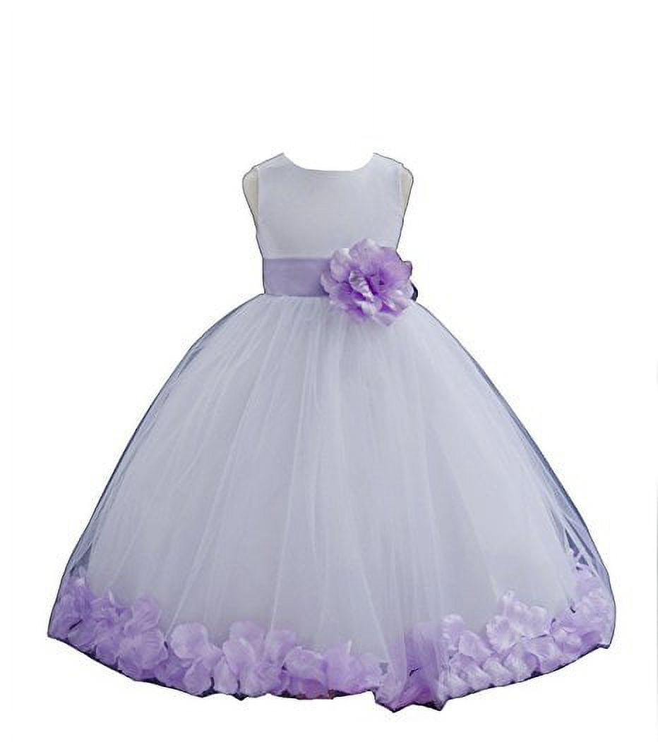 Ekidsbridal White Tulle Rose Petals Formal Flower Girl Dresses Junior ...