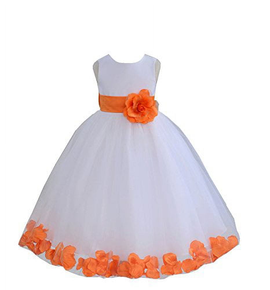 Ekidsbridal White Tulle Rose Petals Formal Flower Girl Dresses Junior ...