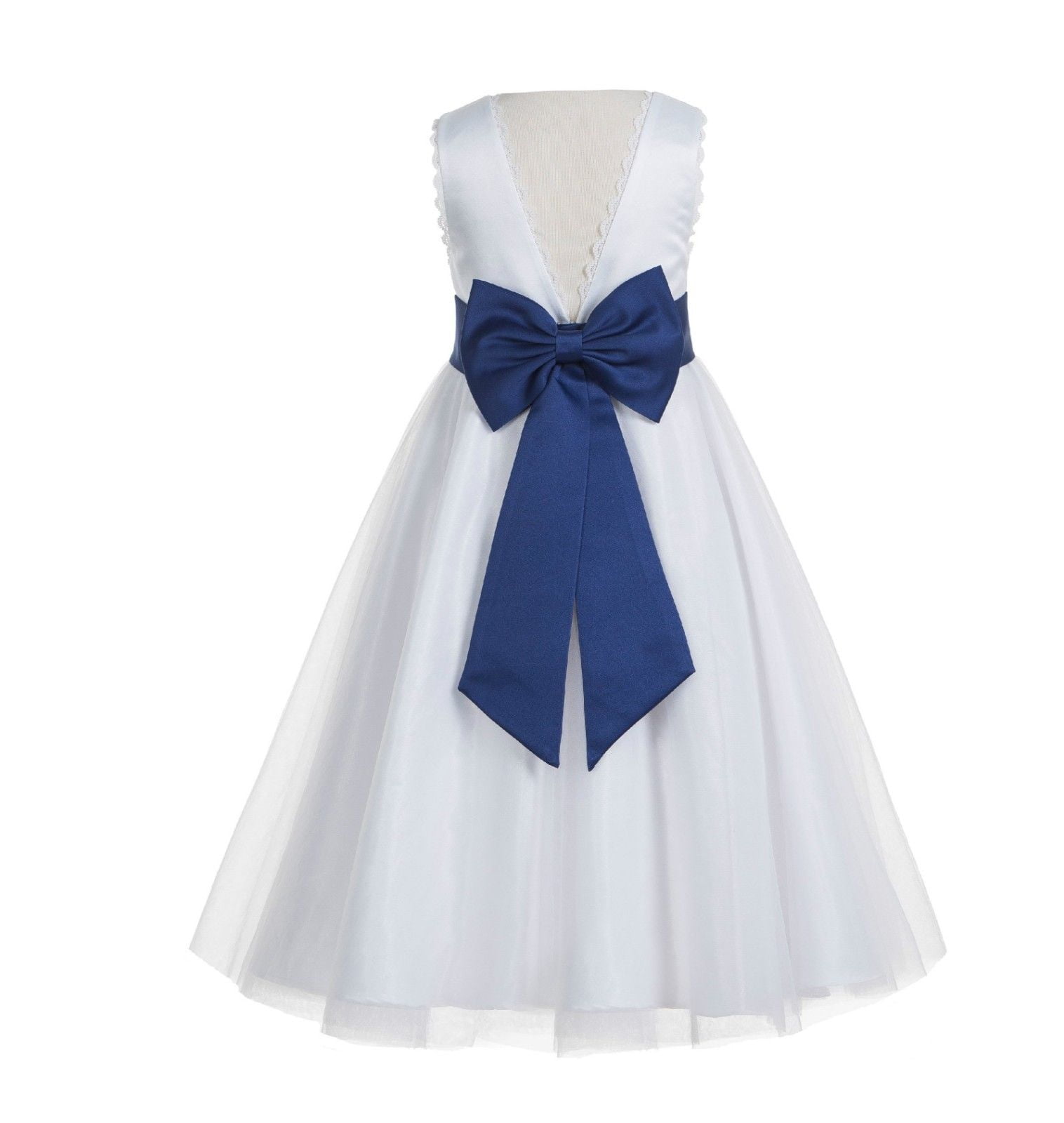Ekidsbridal White V-Back Lace Edge Junior Flower Girl Dress First ...