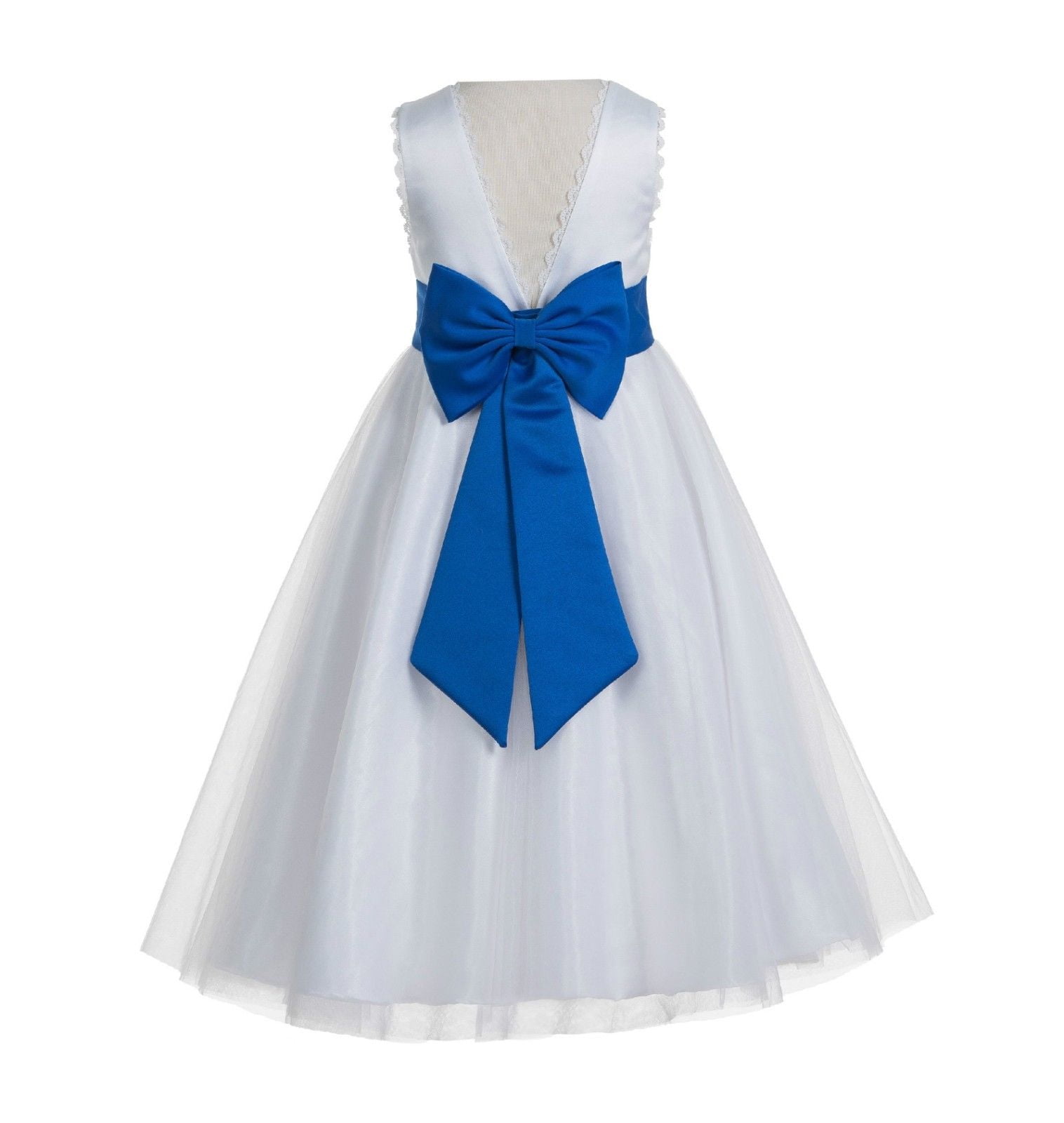 Ekidsbridal White V-Back Lace Edge Junior Flower Girl Dress First ...