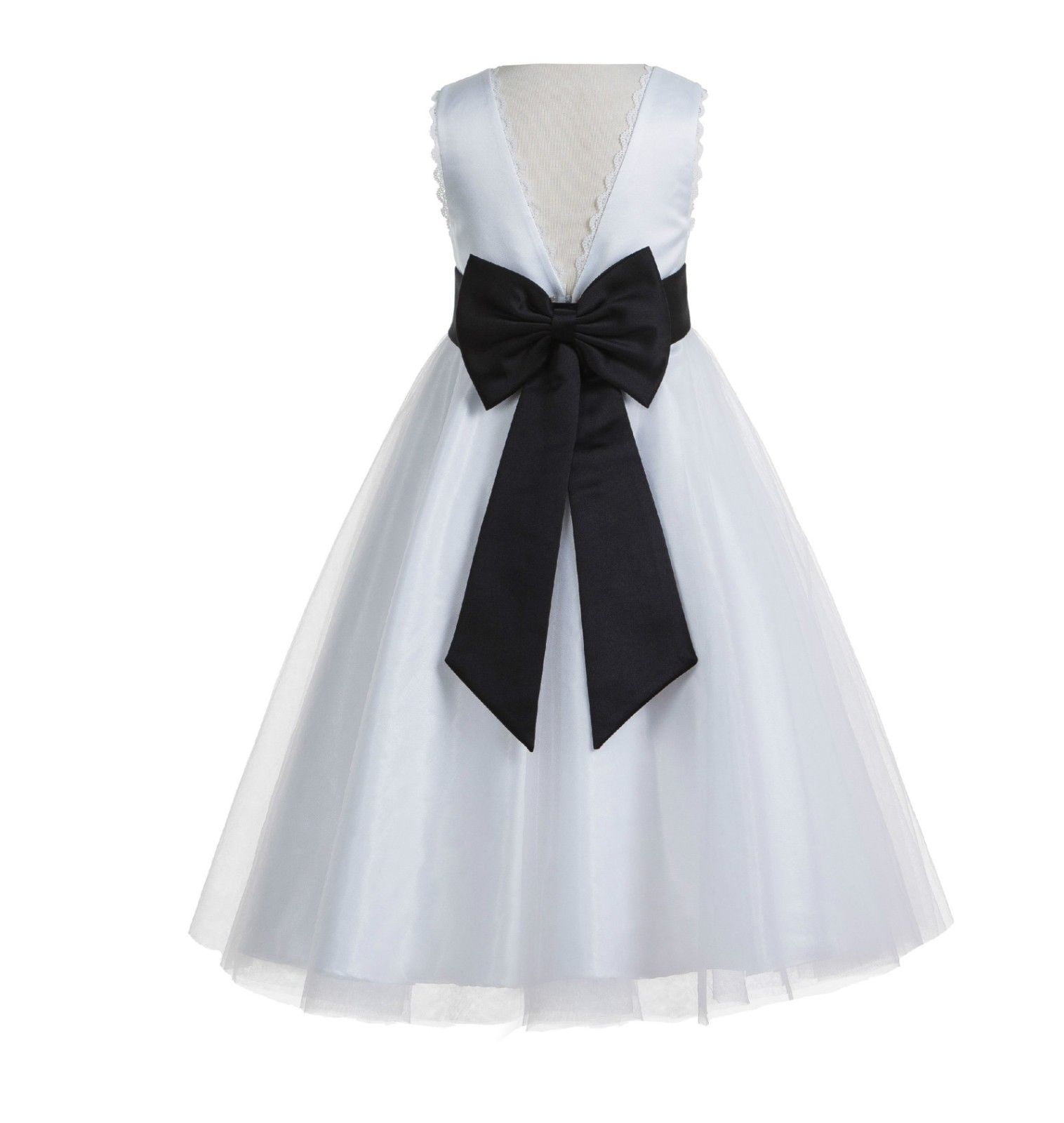 Ekidsbridal White V-Back Lace Edge Junior Flower Girl Dress First ...