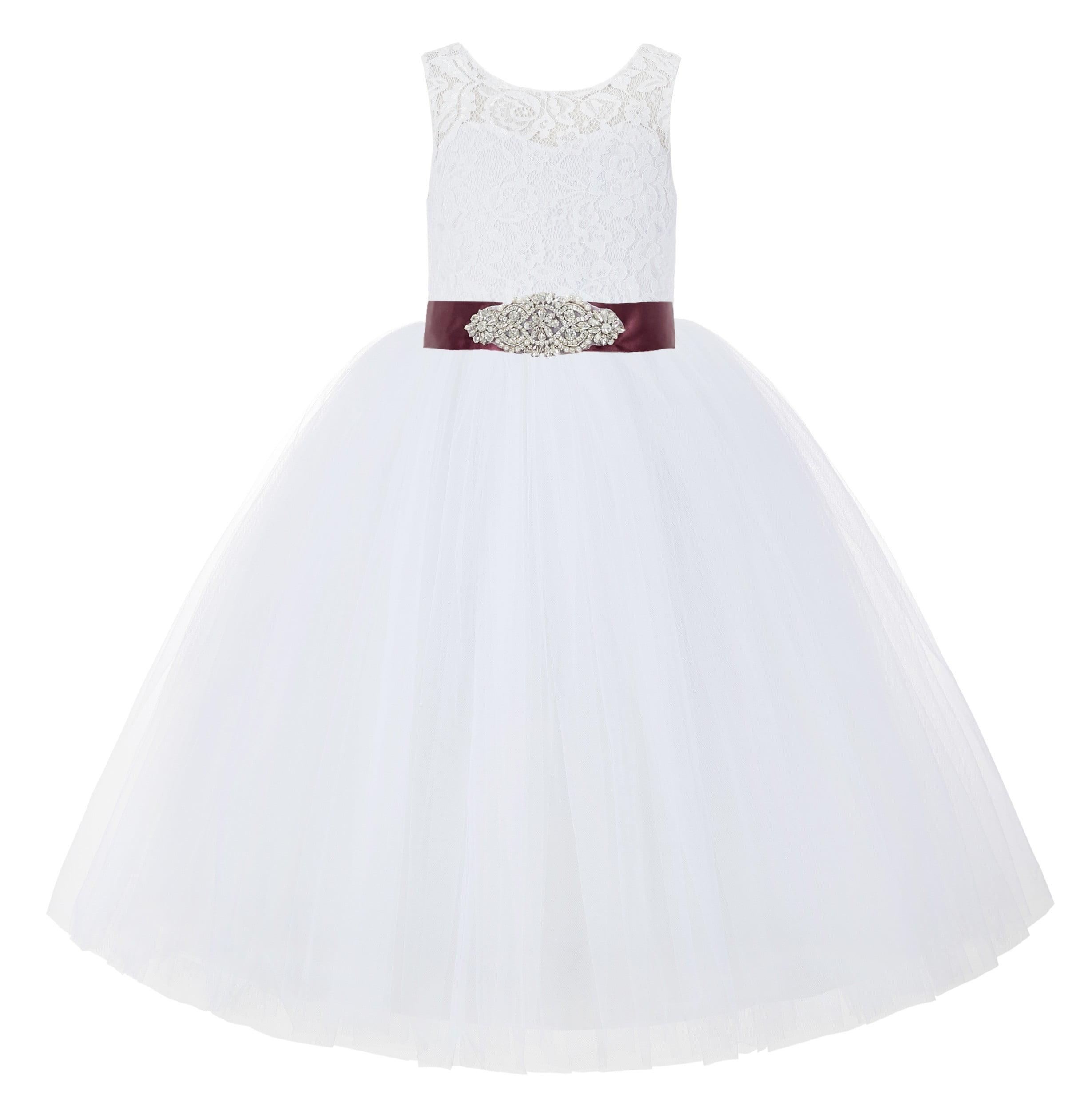 Ekidsbridal White V-Back Lace Tutu Junior Pageant Gown Father Daughter ...