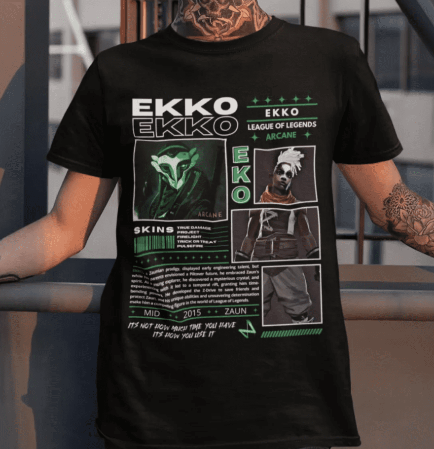 Ekko Shirt, Gaming Shirt, LOL Shirt, Arcane Shirt, Gamer Shirt, Ekko ...
