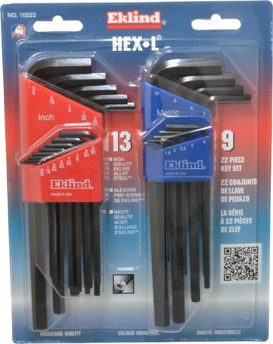 Eklind 10222 22 Piece L-Key Hex Key Set, Range 0.05 to 3/8" - Walmart ...