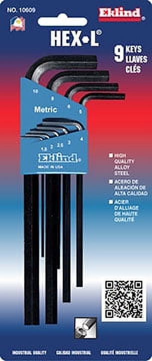 Eklind 10609 9-Piece Metric Hex-L Long Key Set 1.5MM-10MM - Walmart.com