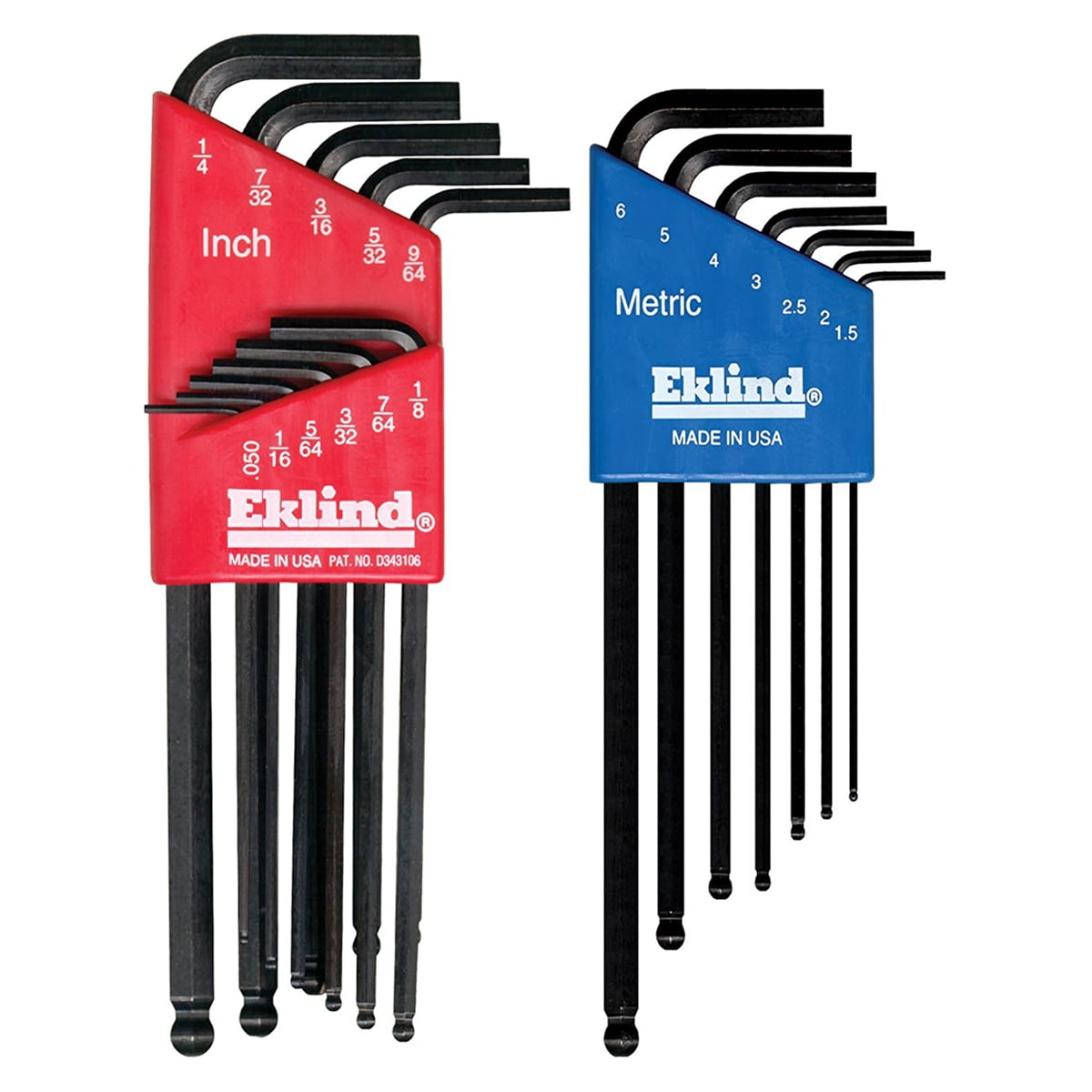 Eklind 13218 18-Piece Combo Metric & Standard Ball Hex Key Set, Long ...