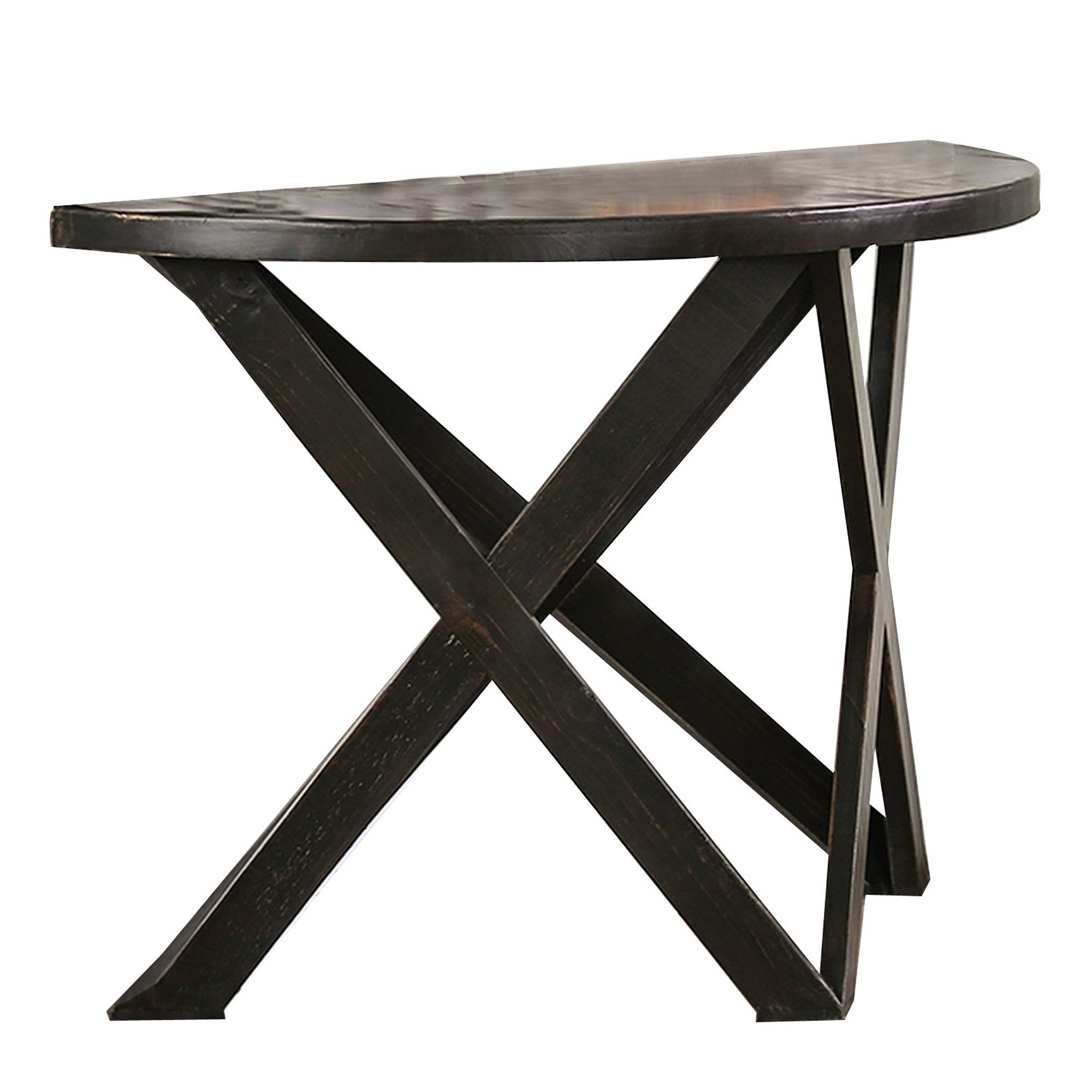 Eko 47 Inch Modern Round Console Table, Angled Crossed Legs, Rustic ...