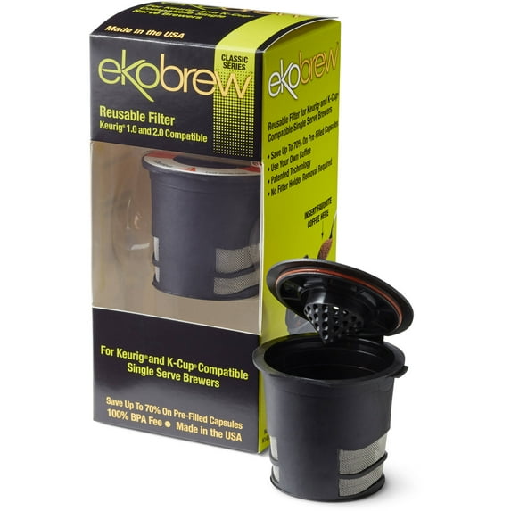 Ekobrew 2.0 K Cup Reusable Coffee Filter, Black Reusable Filter ...