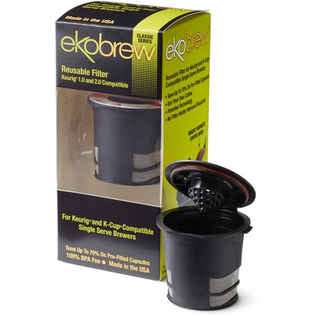 Ekobrew 2.0 K Cup Reusable Coffee Filter, Black Reusable Filter ...
