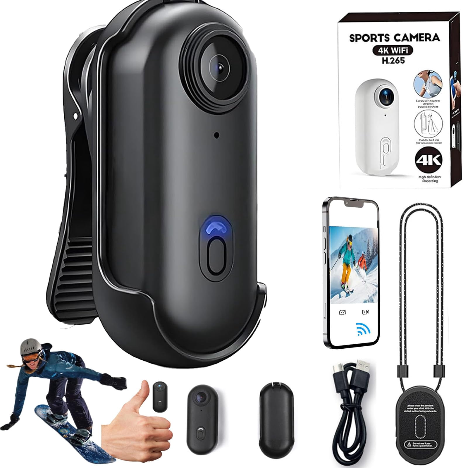 Ekon 4K POV Camera, POV Record Pro 2.0, Ultra Wide Angle Wearable ...