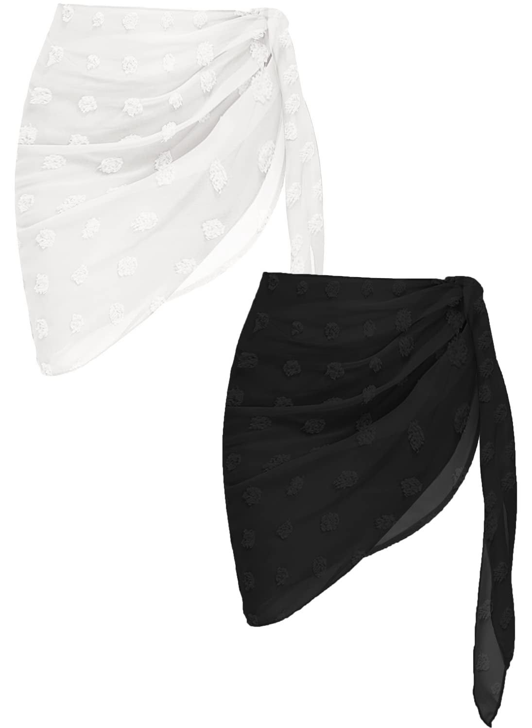 Ekouaer 2 Pieces Women Beach Sarongs Sheer Cover Ups Chiffon Bikini ...