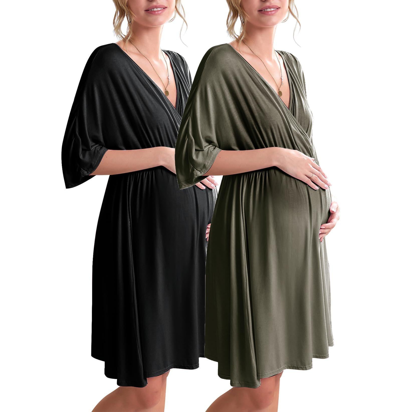Ekouaer 3 in 1 Labor/Delivery/Hospital Gown Maternity Dress Nursing ...