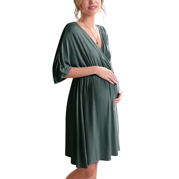 Ekouaer Women 3 in 1 Labor and Delivery Gown Split Front Flap Maternity ...