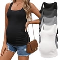 Ekouaer 4 Pack Maternity Tank Tops Ribbed Summer Pregnancy Shirts Ruch ...