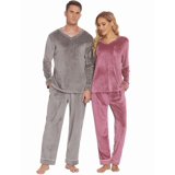 Ekouaer Couples Matching Pajamas Sets Velvet PJs Set for Men and Women ...